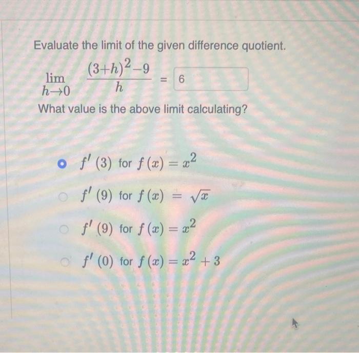 Solved Evaluate the limit of the given difference quotient. | Chegg.com