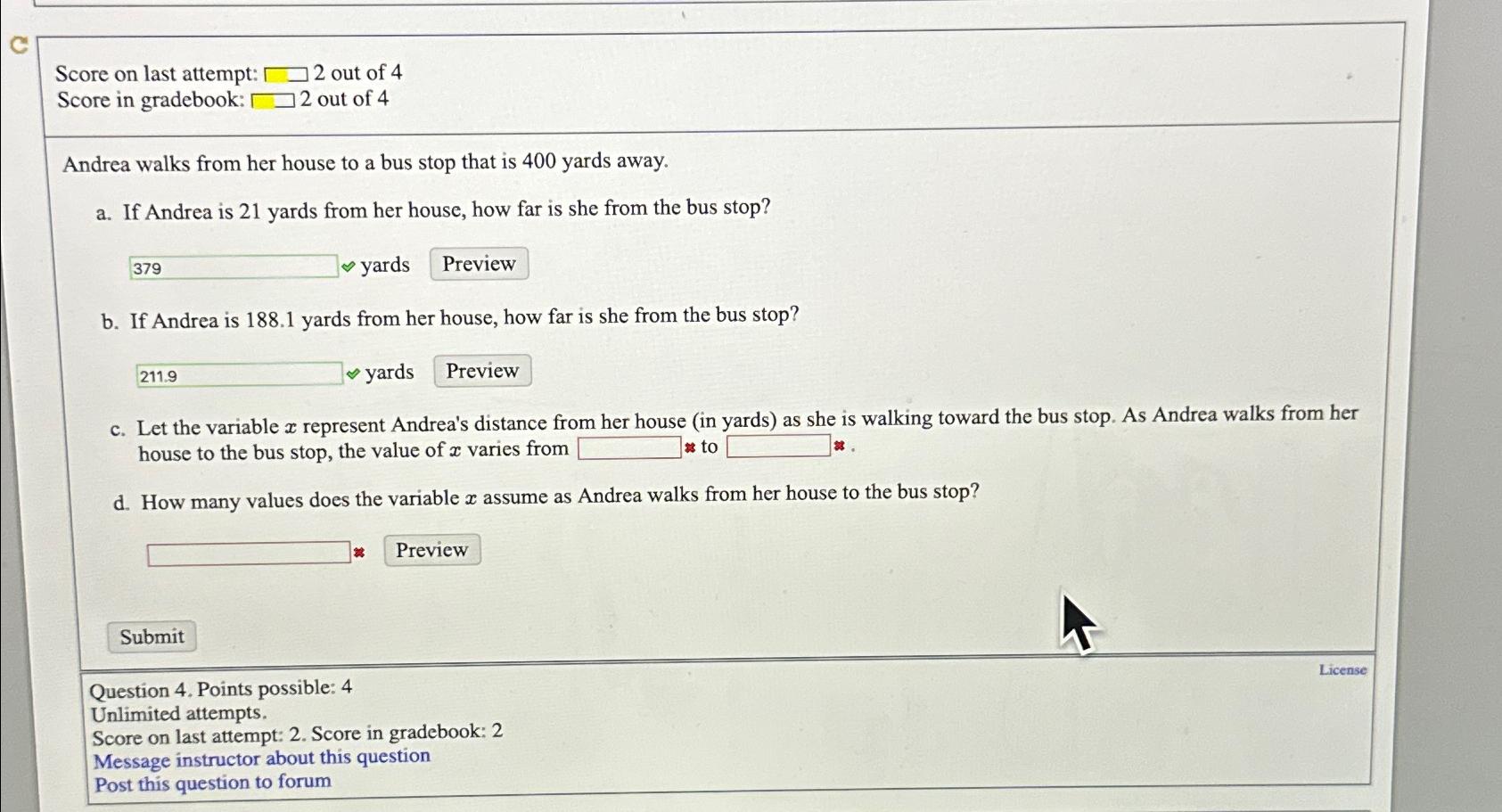 Solved Score on last attempt: 2 ﻿out of 4Score in | Chegg.com
