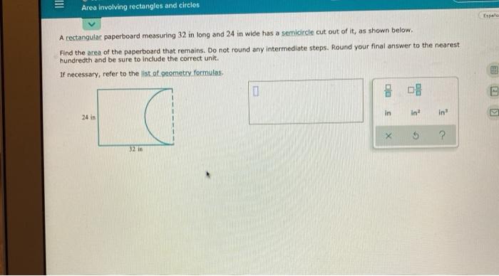 Solved III Area involving rectangles and circles Espate A | Chegg.com