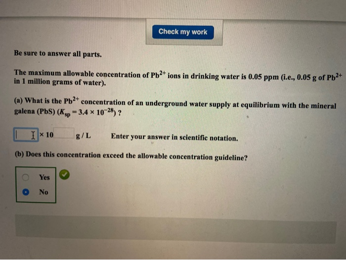 Solved Check my work Be sure to answer all parts. The | Chegg.com