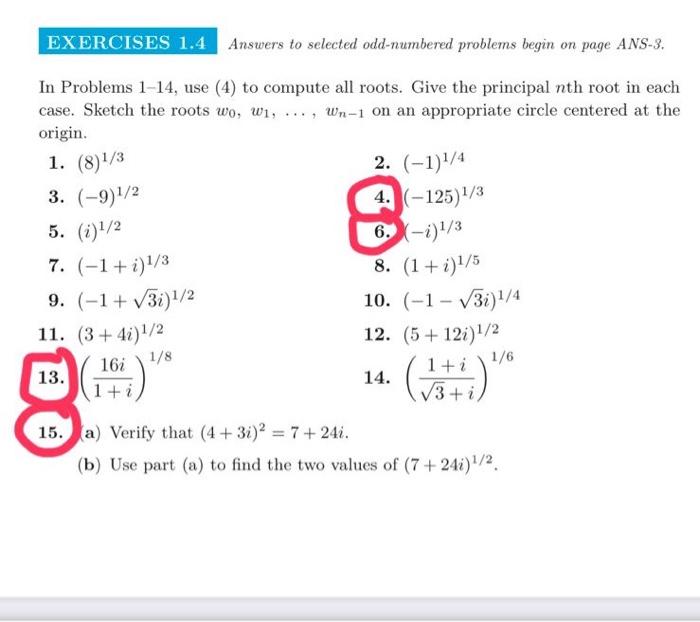 Solved EXERCISES 1.4 Answers to selected odd-numbered | Chegg.com