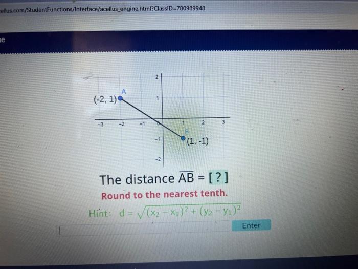 Solved The distance AB=[?] Round to the nearest tenth. Hint: | Chegg.com