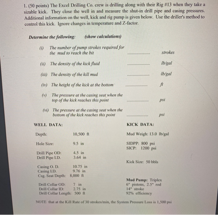 1 50 Points The Excel Drilling Co Crew Is Chegg
