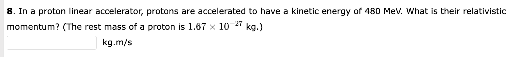 Solved In a proton linear accelerator, protons are | Chegg.com