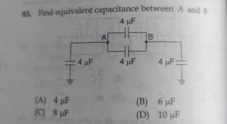 Solved Find equivalent capacitance between A and | Chegg.com