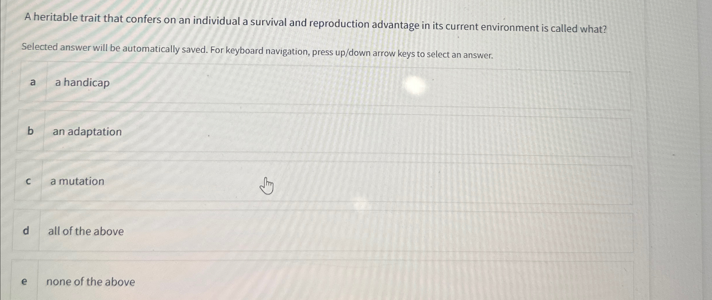 Solved A heritable trait that confers on an individual a | Chegg.com