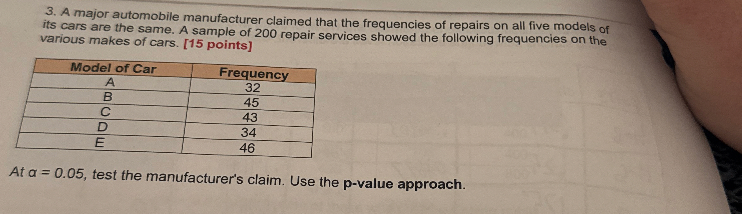 Solved A major automobile manufacturer claimed that the | Chegg.com