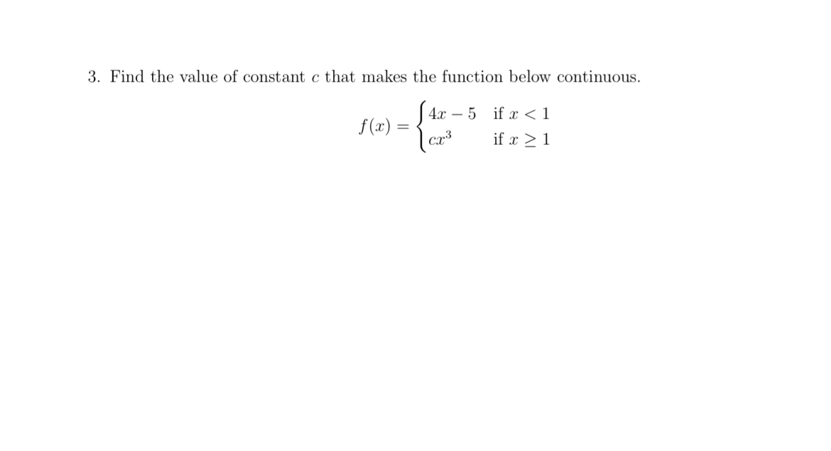 Solved Find the value of constant c ﻿that makes the function | Chegg.com