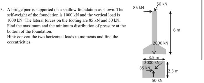 Solved 3. A bridge pier is supported on a shallow foundation | Chegg.com
