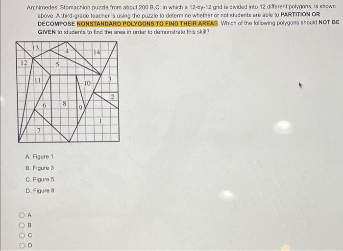 Solved Archimedes' Stomachion puzzle from about 200 B.C. in | Chegg.com