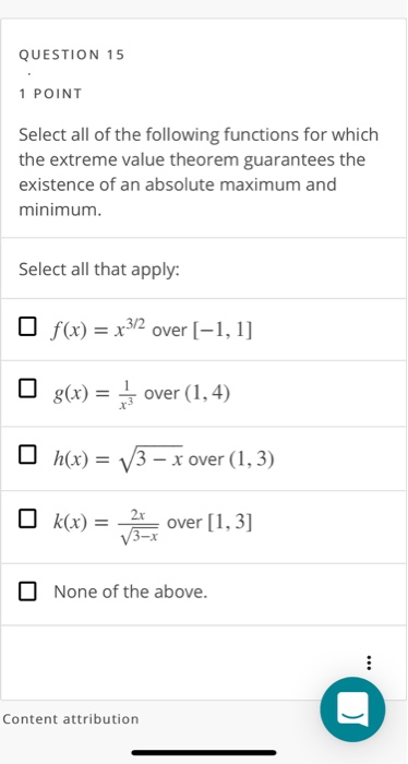 Solved Select all of the following functions for which the | Chegg.com
