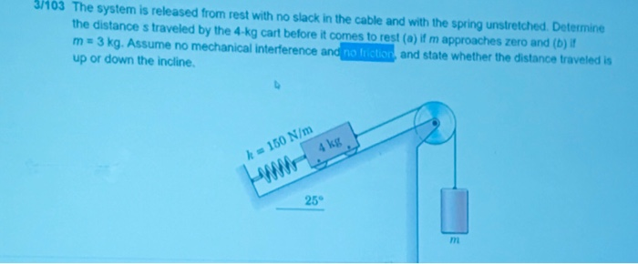 Solved 3/103 The system is released from rest with no slack | Chegg.com