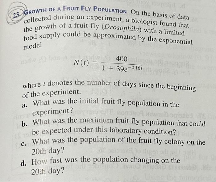 Solved 23. GROWTH OF A FRUIT FLY POPULATION On the basis of | Chegg.com