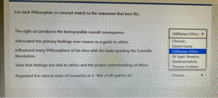 For each Philosopher or concept match to the | Chegg.com