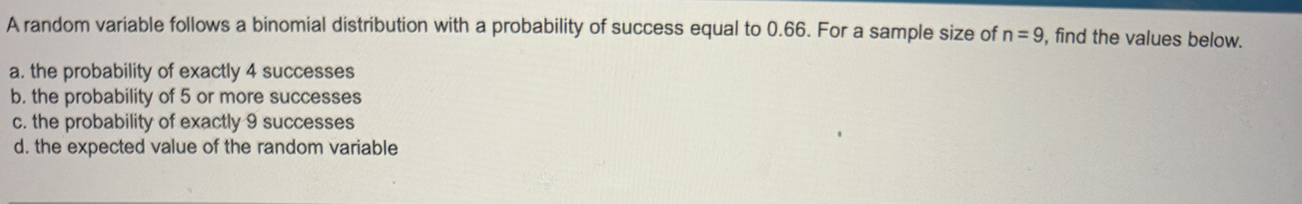 Solved A random variable follows a binomial distribution | Chegg.com
