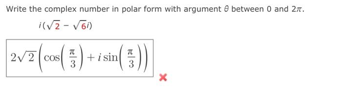 Solved Write the complex number in polar form with argument | Chegg.com