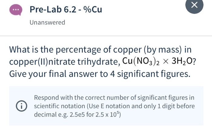 Solved Х Pre-Lab 6.1 - Hazards Unanswered Soluble copper | Chegg.com