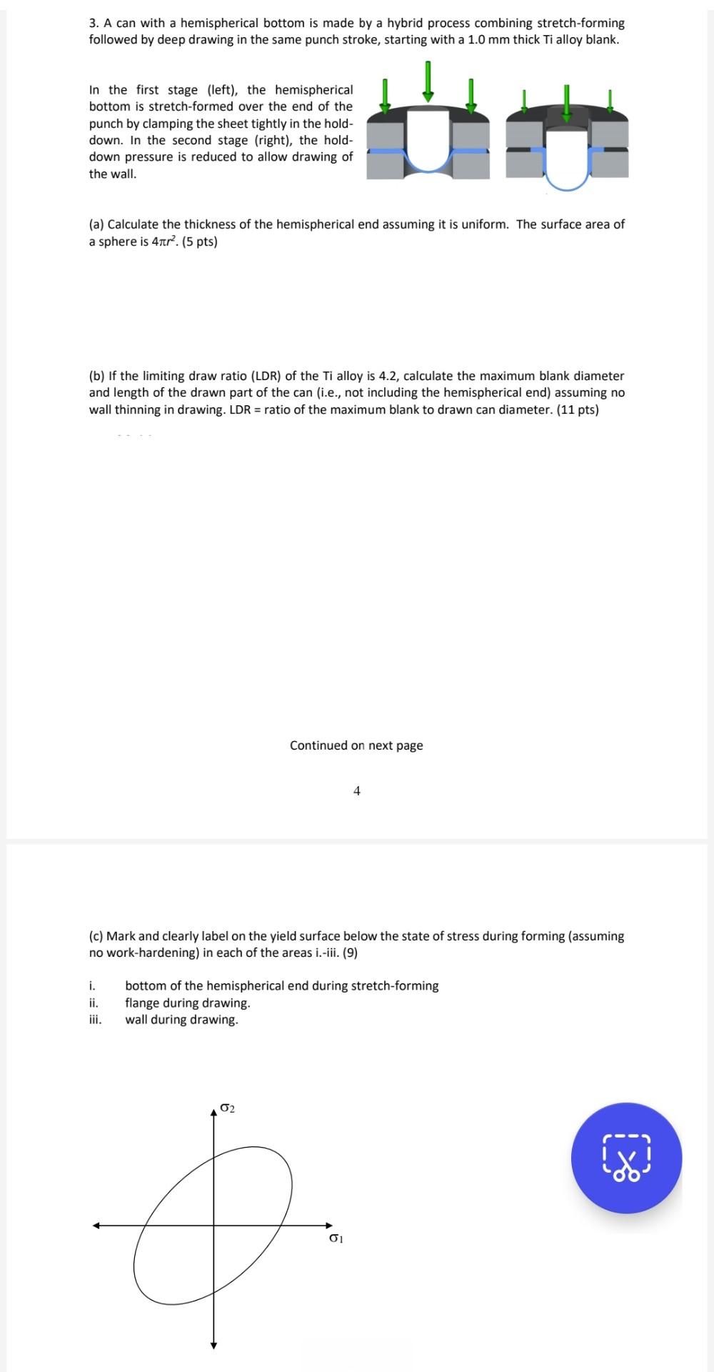 Solved 3. A can with a hemispherical bottom is made by a | Chegg.com