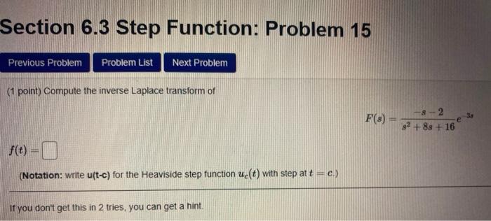 Solved Section 6.3 Step Function: Problem 13 Previous | Chegg.com