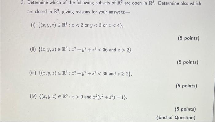 Solved 3. Determine which of the following subsets of R3 are | Chegg.com