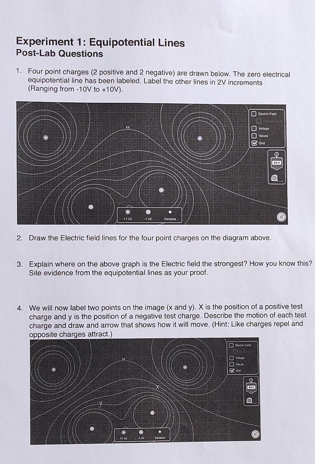 Solved Experiment 1: Equipotential Lines Post-Lab Questions | Chegg.com