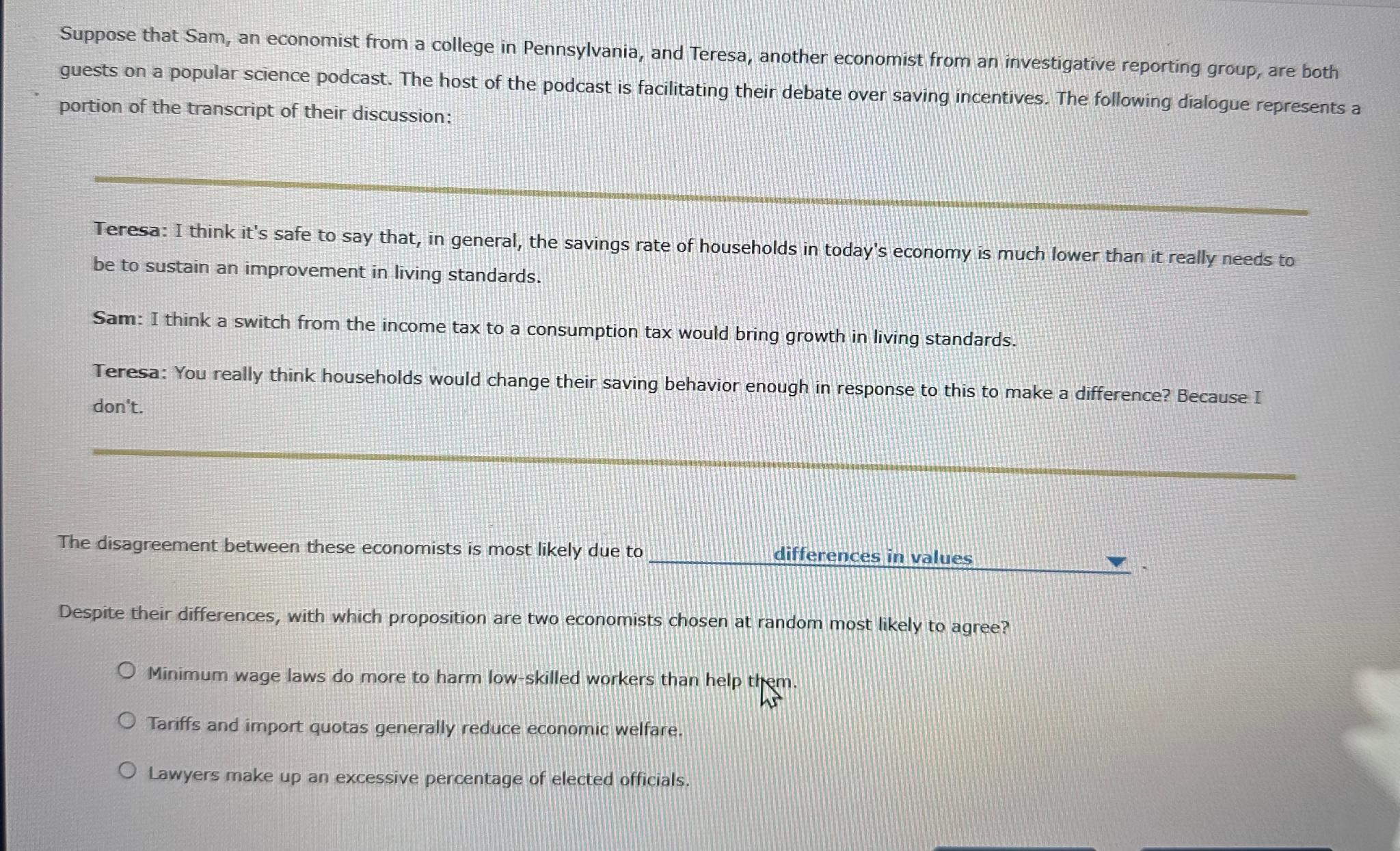 Solved Suppose that Sam, an economist from a college in | Chegg.com