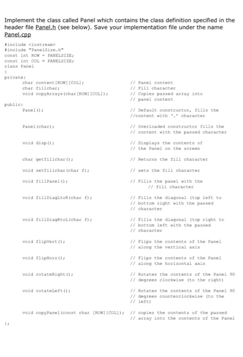 Solved Implement the class called Panel which contains the | Chegg.com