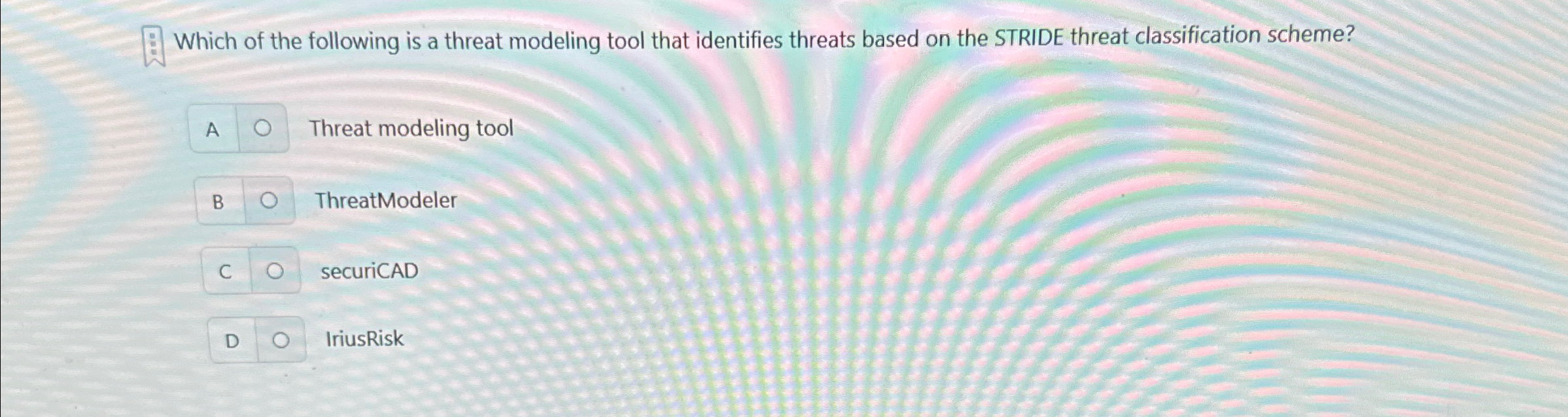 Solved Which of the following is a threat modeling tool that | Chegg.com