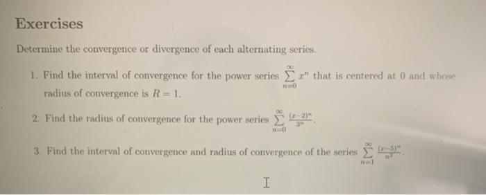 Solved Exercises Determine the convergence or divergence of | Chegg.com