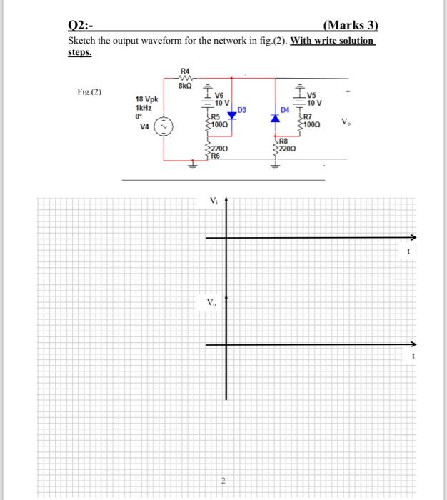 Q2:- (Marks 3) Sketch the output waveform for the | Chegg.com Q2:- (Marks 3) Sketch the output waveform for the | Chegg.com