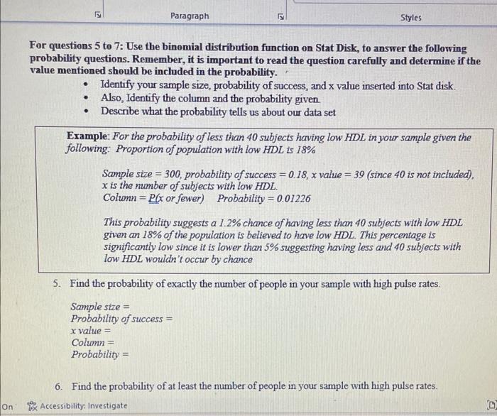 For questions 5 to 7 : Use the binomial distribution | Chegg.com