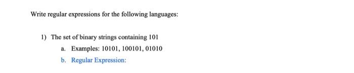Solved Write regular expressions for the following | Chegg.com