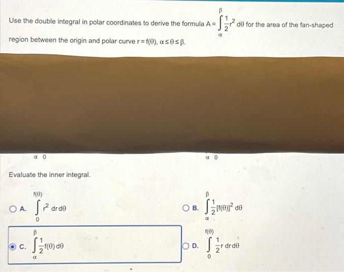 [Solved]: Use the double integral in polar coordinates to de