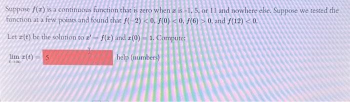Solved Suppose f(x) is a continuous function that is zero | Chegg.com