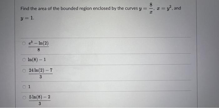 Solved Find the area of the bounded region enclosed by the | Chegg.com