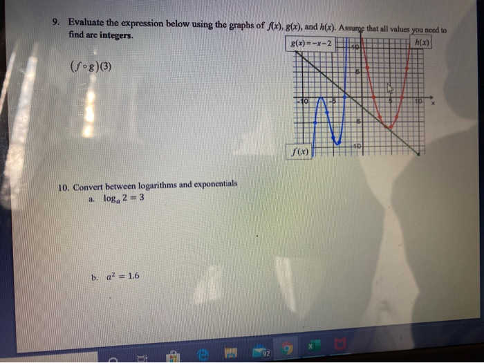 Solved 9. Evaluate the expression below using the graphs of | Chegg.com