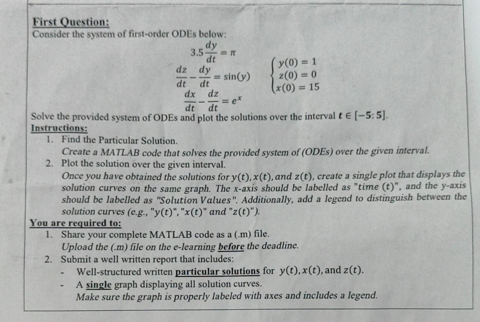 First Question Consider The System Of First Order 1192