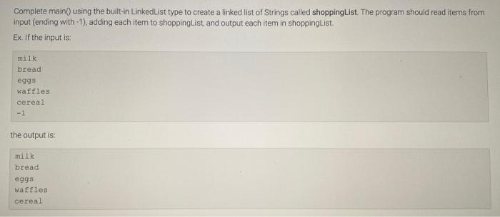 Solved Complete Main0 Using The Built In Linkedlist Type To