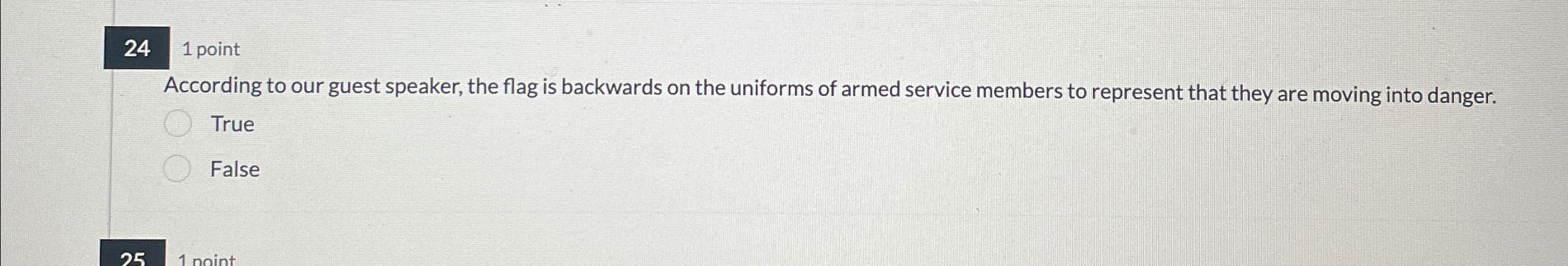 Solved 241 ﻿pointAccording to our guest speaker, the flag is | Chegg.com