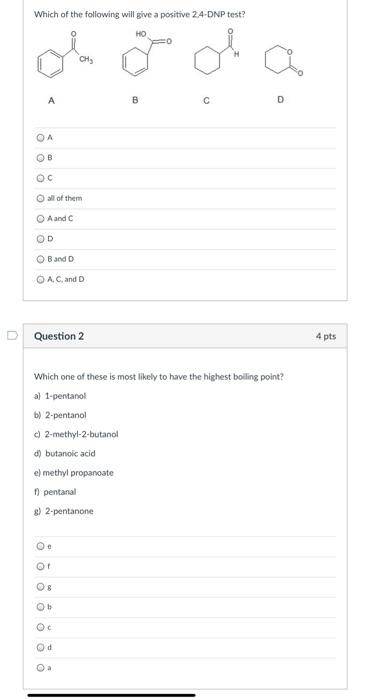Solved Which of the following will give a positive 2,4-DNP | Chegg.com
