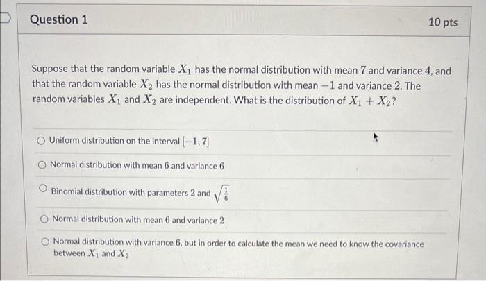 Solved Suppose that the random variable X1 has the normal | Chegg.com