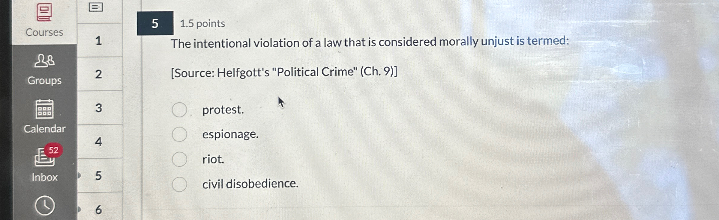 Solved 51.5 ﻿pointsCourses1The intentional violation of a | Chegg.com