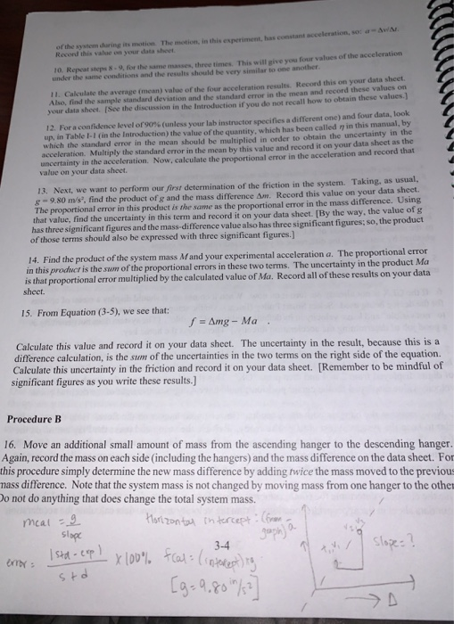 Experiment 3. Atwood's Machine Purpose To study | Chegg.com
