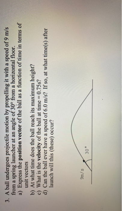 Solved 3. A ball undergoes projectile motion by propelling | Chegg.com