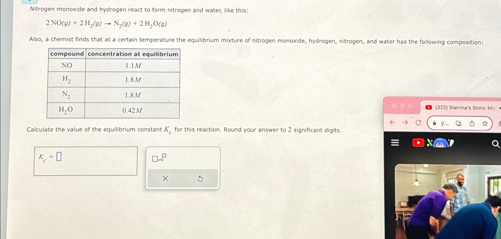 Solved Nitrogen monoxide and hydrogen react to form nitrogen | Chegg.com