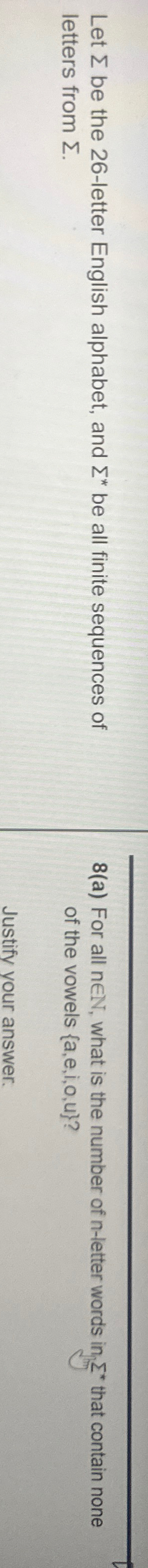 Solved Let Σ ﻿be the 26 -letter English alphabet, and Σ** | Chegg.com