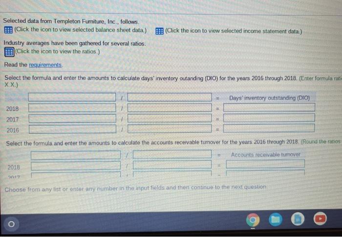 Solved Data Table Selected balance sheet data 2018 2017 2015 | Chegg.com