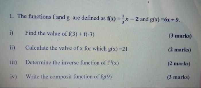 Solved 1. The functions fand g are defined as f(x) = ** - 2 | Chegg.com
