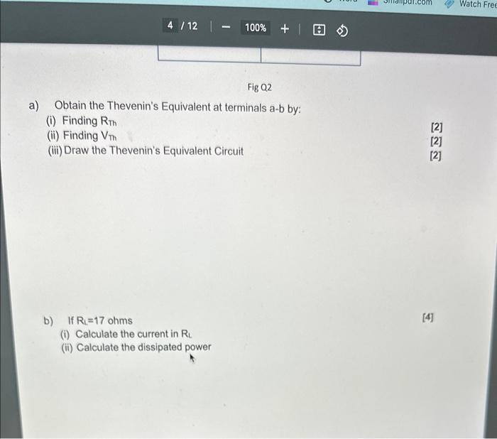Solved Consider the circuit in Fig Q2 Fig Q2 a) Obtain the | Chegg.com
