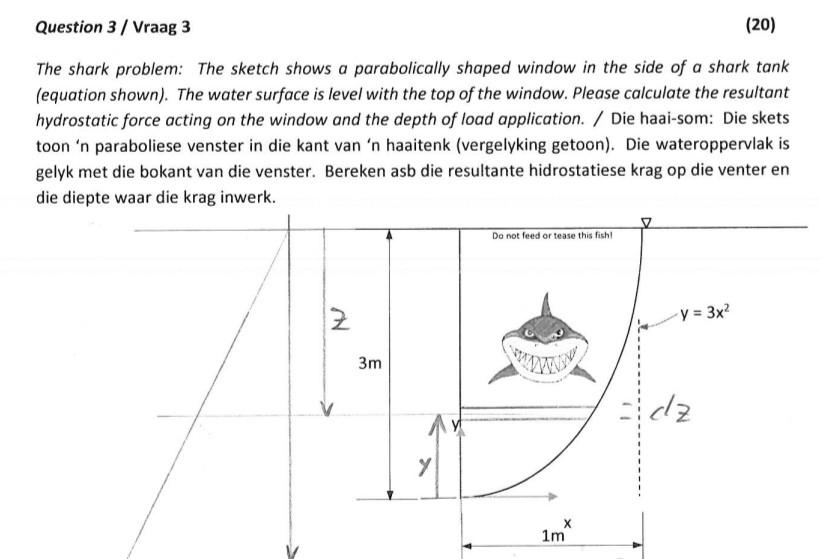 Question 3 / Vraag 3 (20) The shark problem: The | Chegg.com